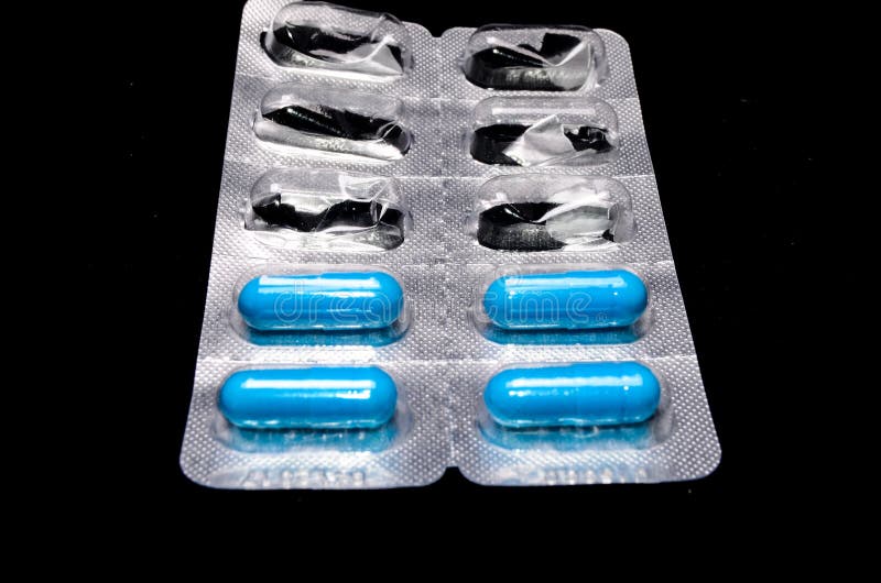 Blue Medication Capsules in Blister Pack Stock Image - Image of color ...