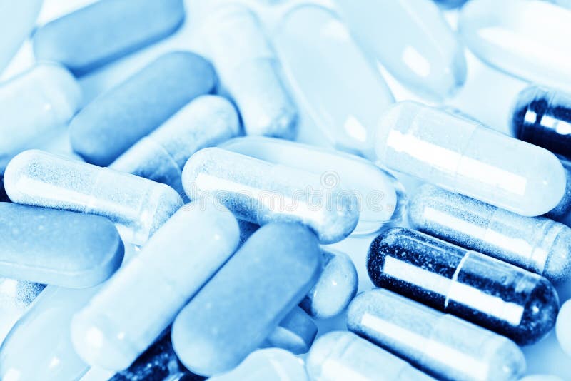 Blue Medicines. Background or Texture Stock Photo - Image of painkiller ...