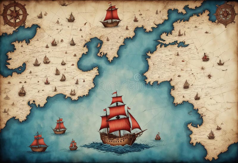 Medieval Old Nautical Map Background Stock Illustrations – 505 Medieval ...