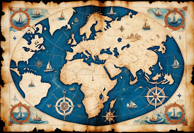 Medieval Old Nautical Map Background Stock Illustrations – 505 Medieval ...