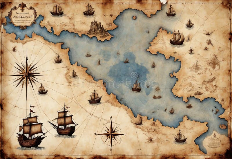 Medieval Old Nautical Map Background Stock Illustrations – 439 Medieval ...