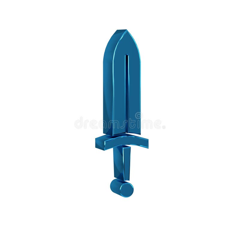 Blue Medieval Sword Icon Isolated on Transparent Background. Medieval ...