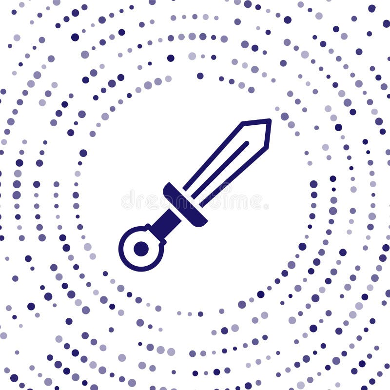 Blue Medieval Sword Icon Isolated on White Background. Medieval Weapon ...