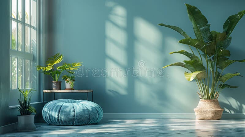 A Blue Meditation Cushion, Timer Device, and Mindfulness Journal on a ...