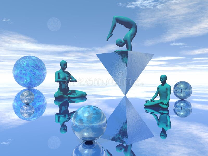 Blue Meditation - 3D Render Stock Illustration - Illustration of ...