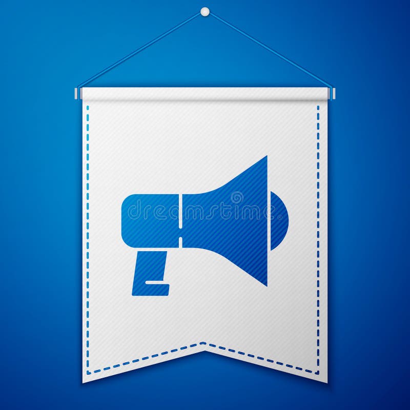 Blue Megaphone Icon Isolated on Blue Background. Speaker Sign. White ...