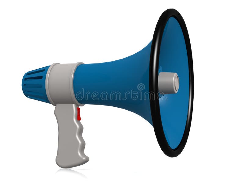 Blue Megaphone Isolated on White Stock Illustration - Illustration of ...