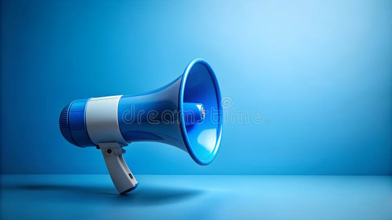 Blue Megaphone Laying on a Blue Background with Empty Space for Text ...