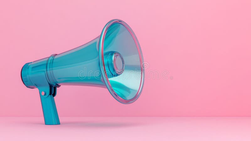 Blue Megaphone on Pink Background, Communication Concept Stock Image ...