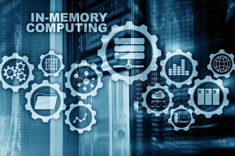 Blue in-Memory Computing. Technology Calculations Concept. High ...