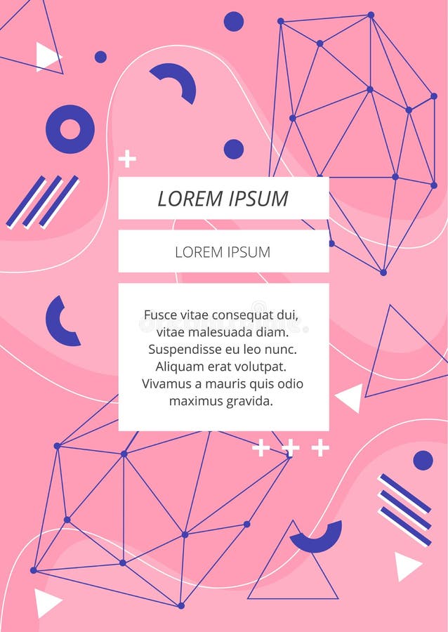 Blue Memphis Style Decoration on Pastel Pink Background Stock ...