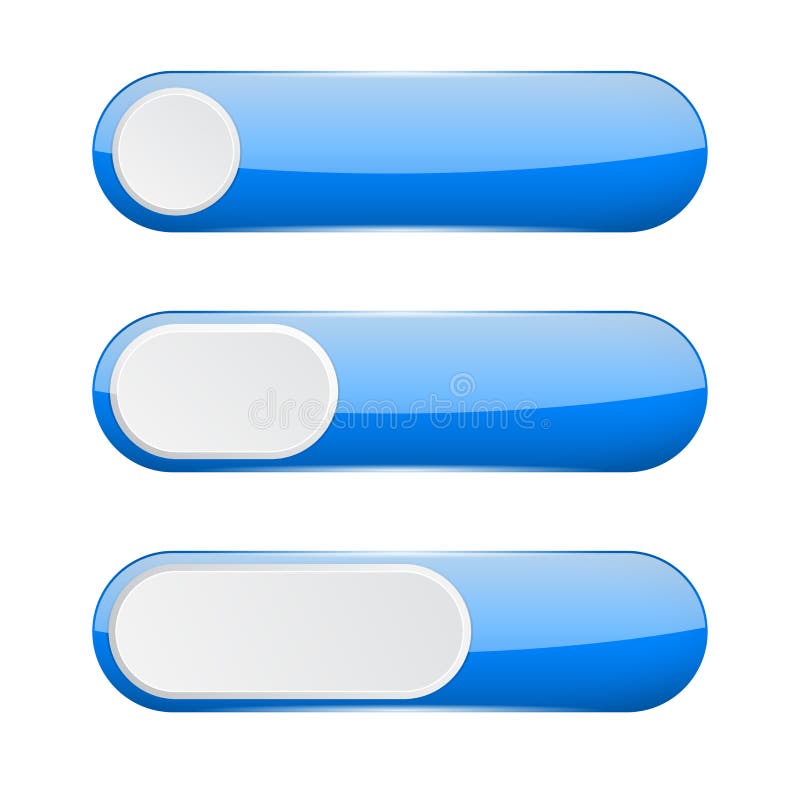Blue Menu Button with White Circle. Oval Glass 3d Icon Stock Vector ...