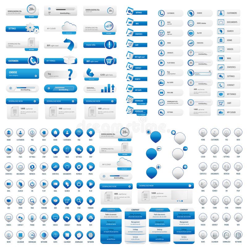Blue Menu and Location Buttons for Web Site Stock Vector - Illustration ...