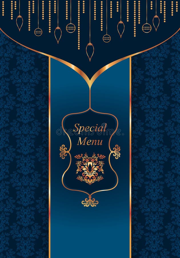 Blue menu stock vector. Illustration of ball, floral - 30753110