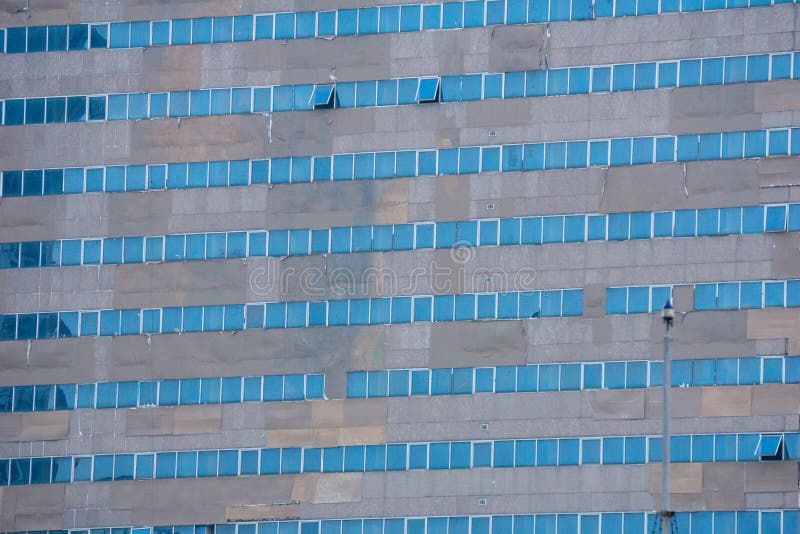 Blue Mercury Coating Glass Windows on High Grey Colour Construct Stock ...