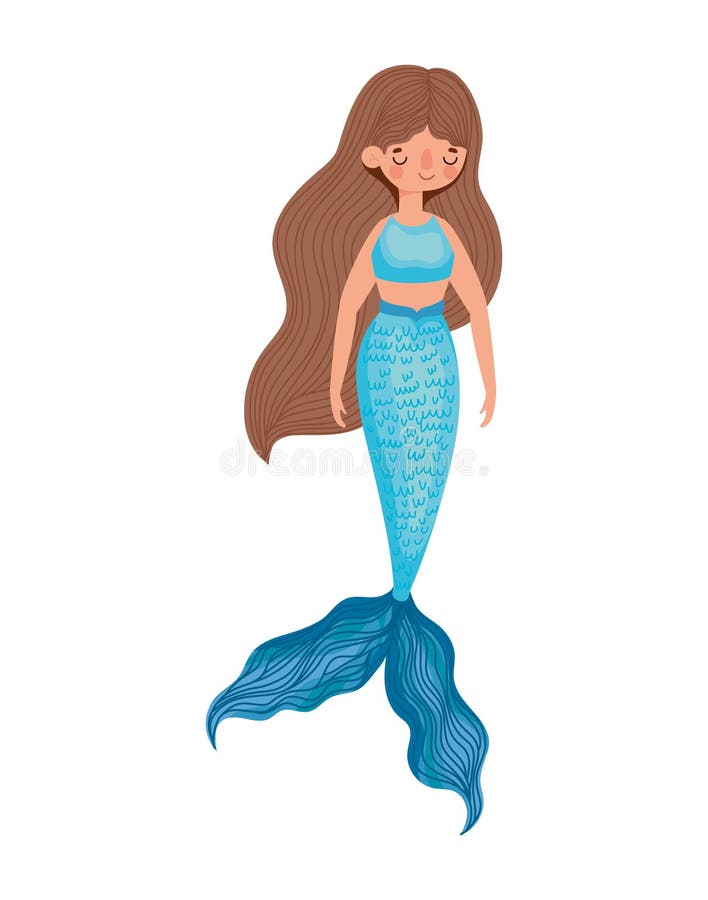 Blue mermaid illustration stock vector. Illustration of young - 229382011