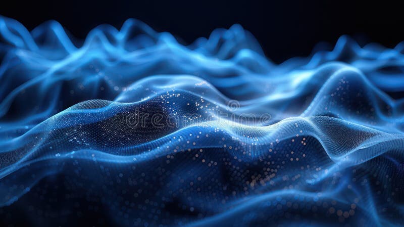 Blue Mesh Glow: Abstract Interwoven Lines on Dark Background Stock ...