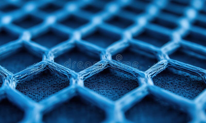 Blue Mesh Pattern, Hexagonal Design, Intricate Textile Structure Stock ...