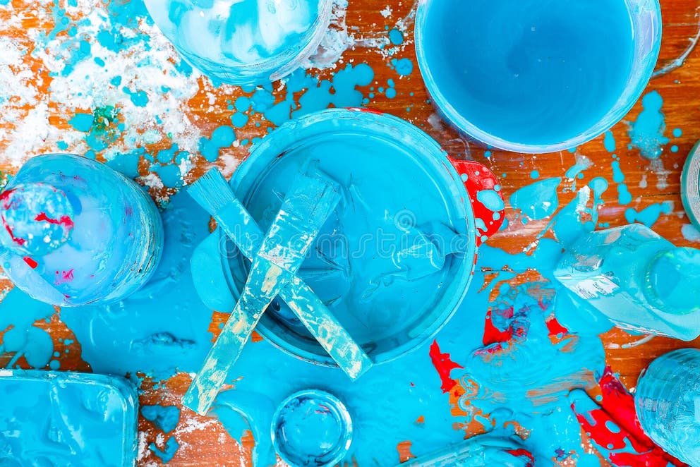 Blue mess paint stock image. Image of artist, paint, vibrant - 62867963