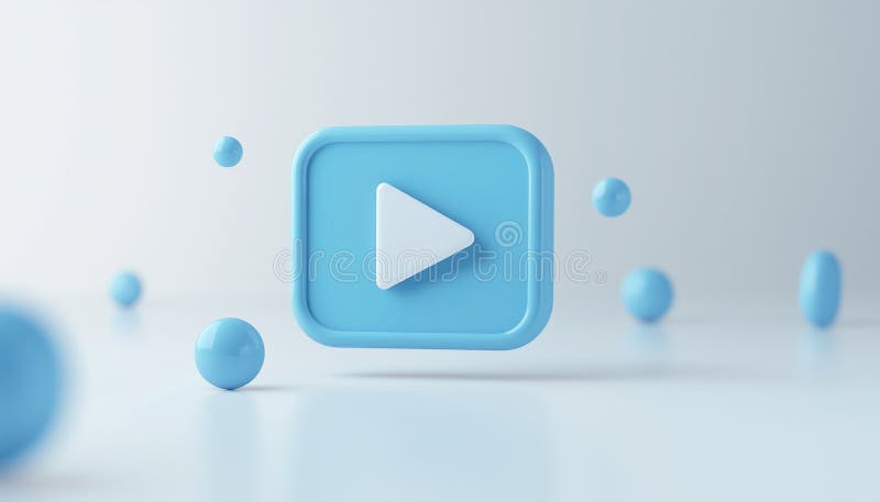 Blue Message Bubble with a Play Video Button Stock Image - Image of ...