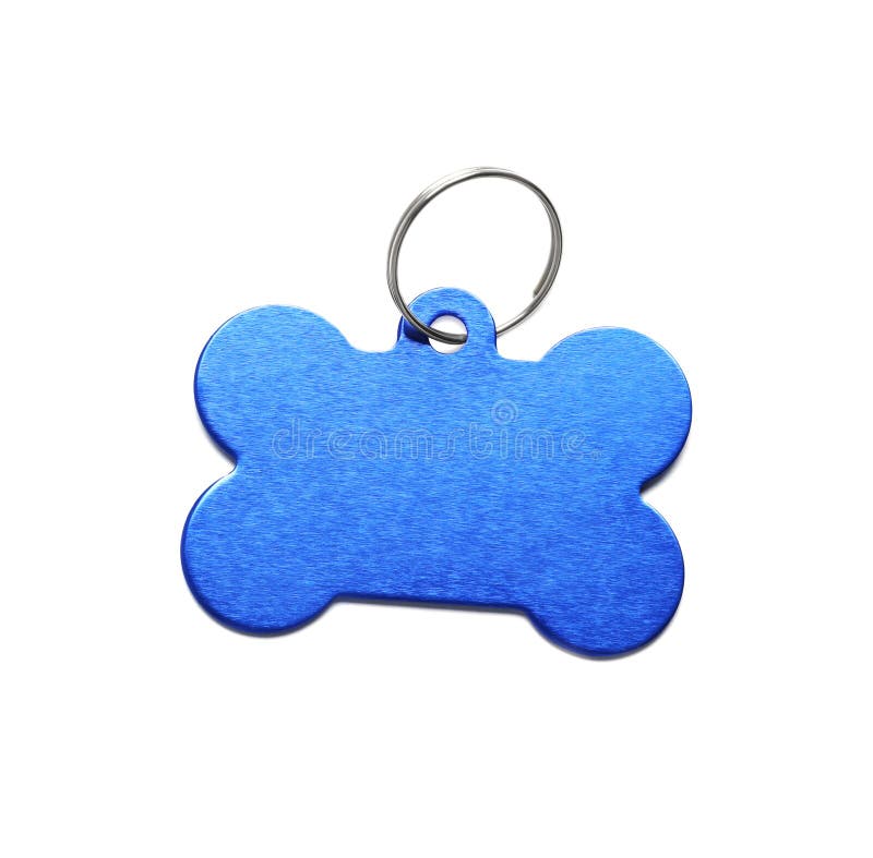Blue Metal Bone Shaped Dog Tag with Ring Isolated on White Stock Photo ...