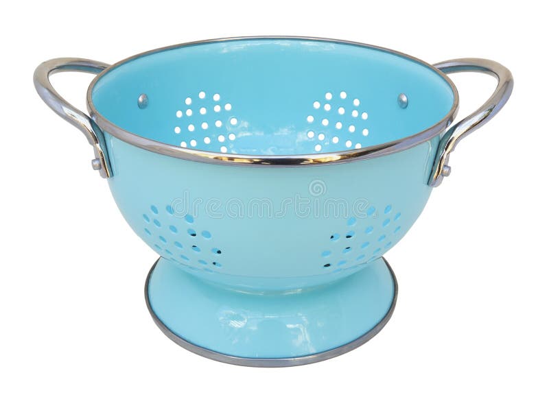 Blue Metal Collander stock image. Image of isolated, kitchenware - 95250473