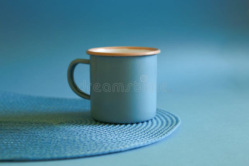Blue Metal Cup on Blue Background. Stock Image - Image of symbol ...