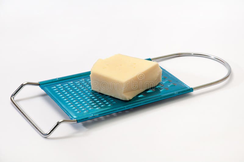 Blue Metal Grater with a Piece of Yellow Cheese Stock Photo - Image of ...