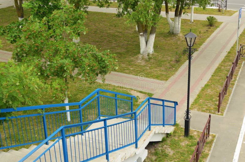 Blue metal ladder. stock image. Image of design, descend - 95524887