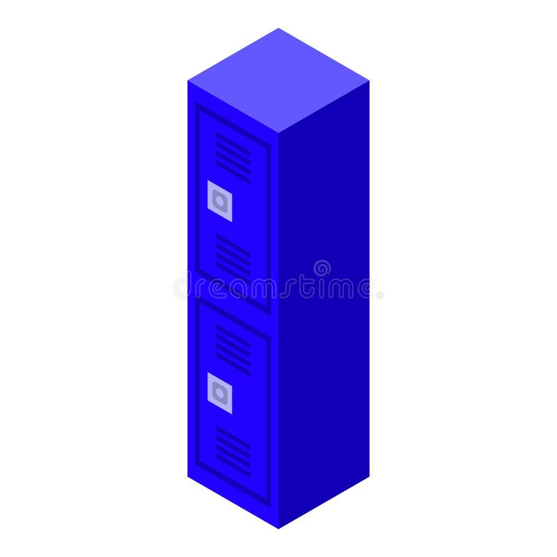 Blue Metal Locker Isometric View Standing Upright Stock Illustration ...