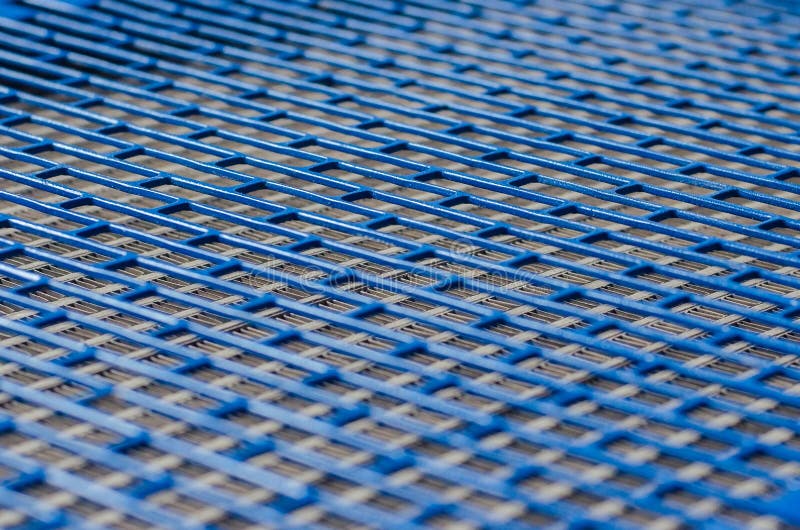 Blue Metal Mesh Texture with Rectangular Holes Stock Image - Image of ...