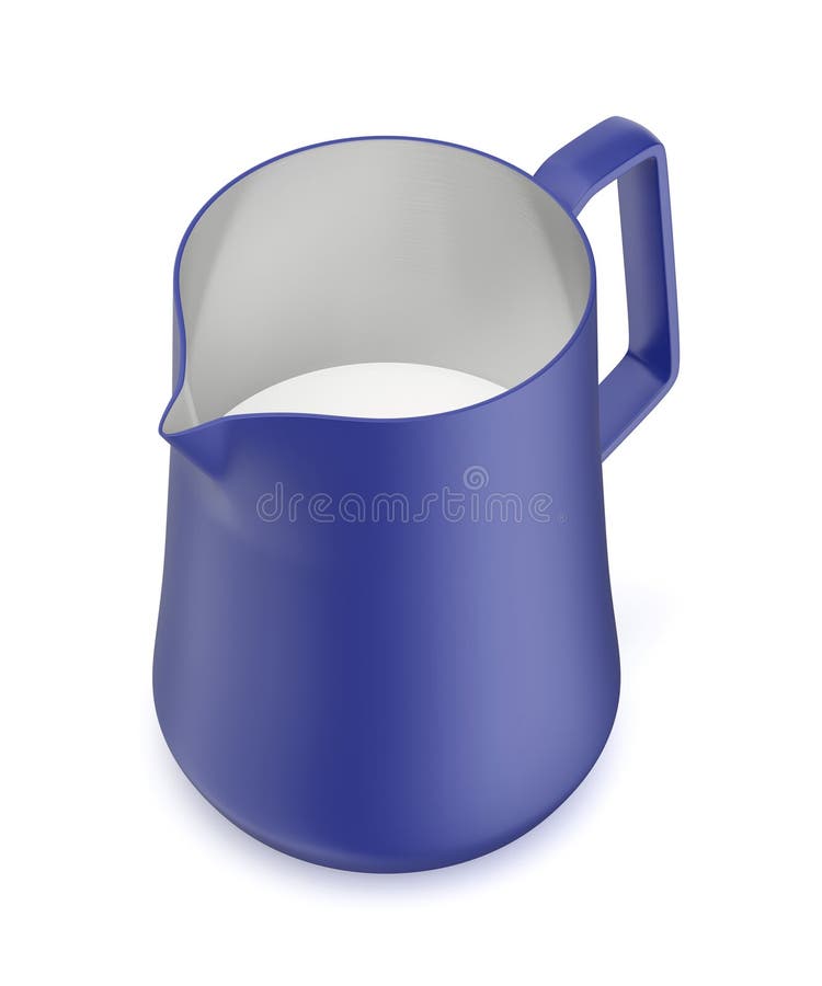 Blue Metal Milk Frothing Pitcher Stock Image - Illustration of isolated ...