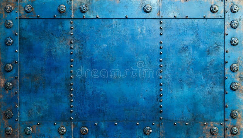 Blue Metal Plate Background with Rivets Stock Illustration ...