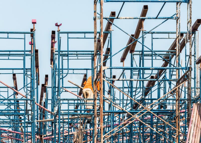 Blue metal scaffold stock image. Image of pillars, industry - 31008233