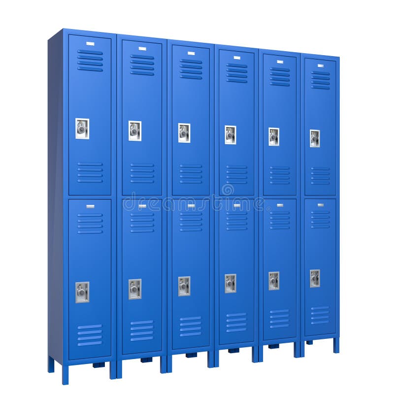 Blue Metal Storage Lockers on Transparent Background Stock Illustration ...