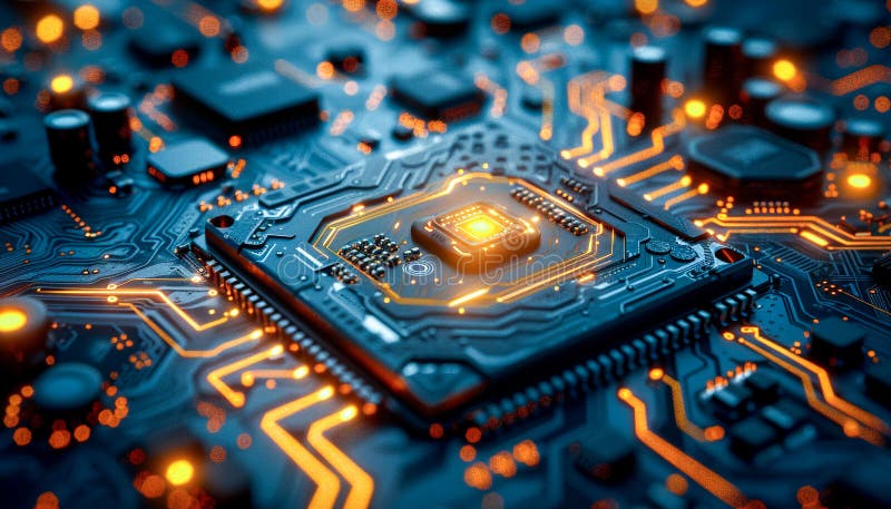 Blue Metal Tech Surface Background, with Yellow Elements ,AI Generated ...