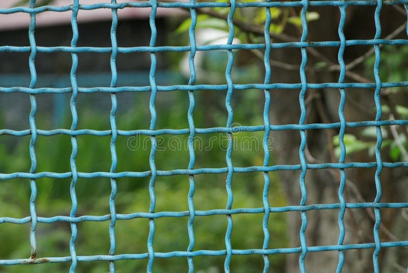 Blue Metal Texture from Part of Iron Mesh in the Wall Stock Image ...