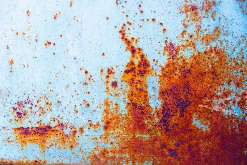 Rusty Surface of Blue Metal Plate. Rust on Old Colored Metal Mailbox ...