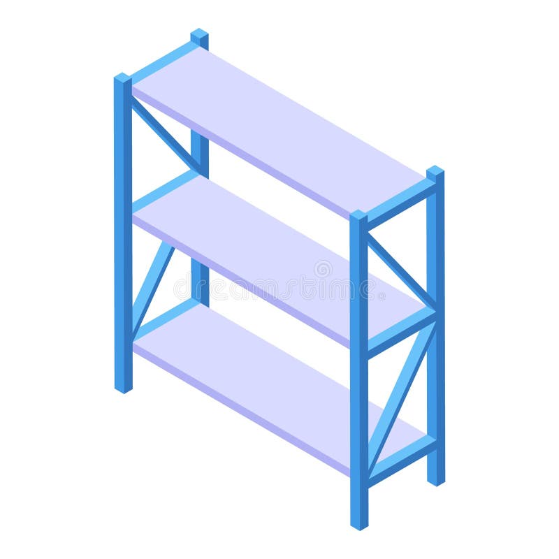 Blue Metal Warehouse Storage Rack Standing with Empty Shelves Isometric ...