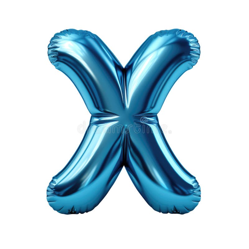 Blue Metallic X Alphabet Balloon Realistic 3D on White Background Stock ...