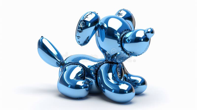 Blue Metallic Balloon Dog Sculpture on White Background Stock Image ...