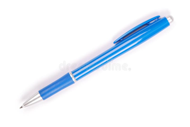 Blue Metallic Ballpoint Pen Stock Image - Image of office, ballpoint ...