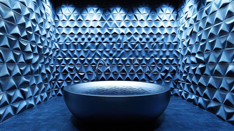 Blue Metallic Bath, Geometric Wall, Spa, Relaxation, Interior Design ...
