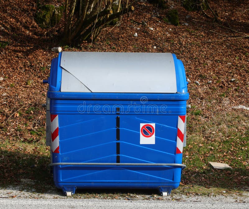 Blue Metallic Bin for the Collection of Solid Urban Waste and No ...