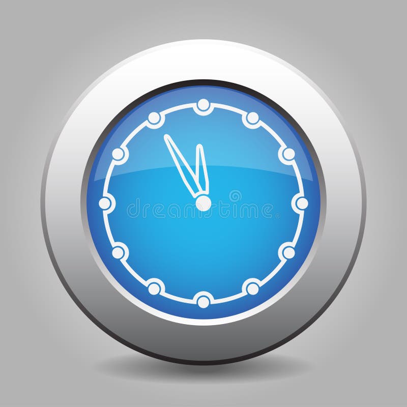 Blue Metallic Button, White Last Minute Clock Icon Stock Vector ...