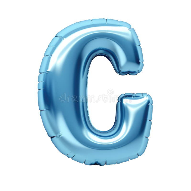 Blue Metallic C Alphabet Balloon Realistic 3D on White Background Stock ...
