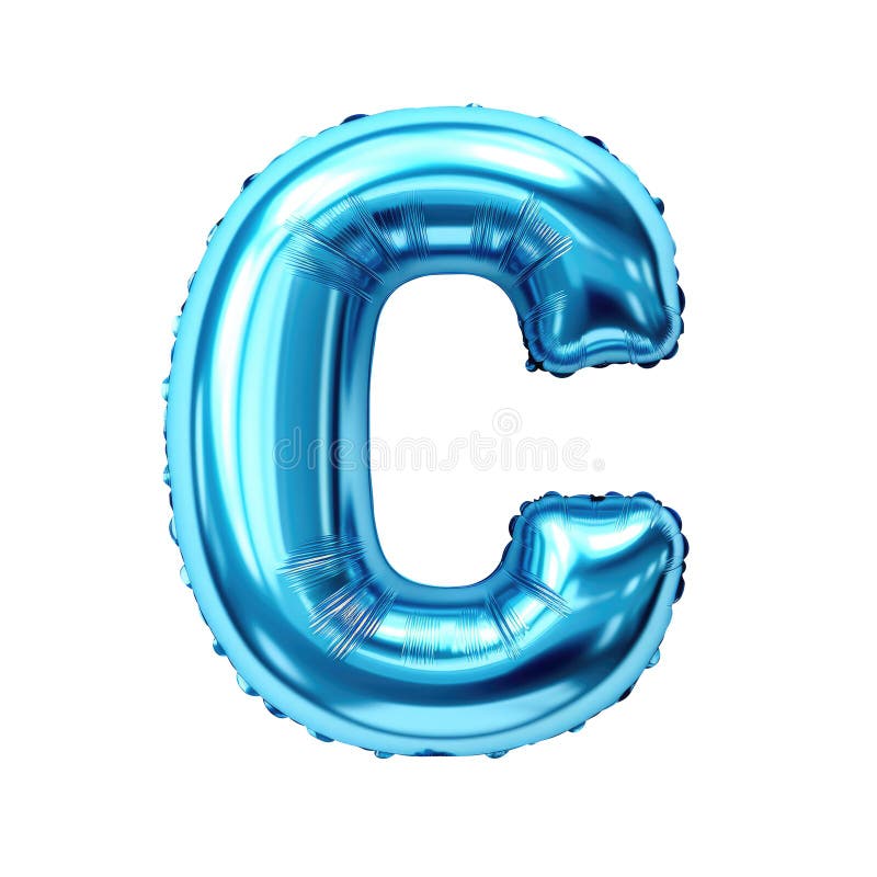 Blue Metallic C Alphabet Balloon Realistic 3D on White Background Stock ...