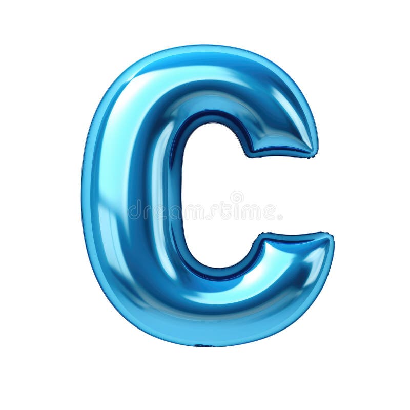 Blue Metallic C Alphabet Balloon Realistic 3D on White Background Stock ...