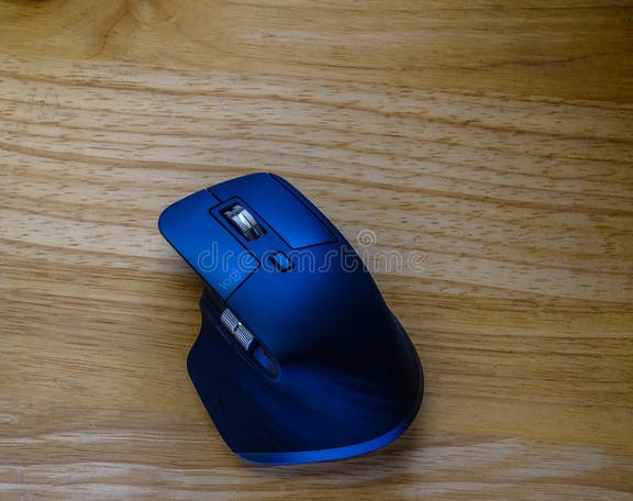 Blue Metallic Computer Mouse Editorial Stock Photo - Image of office ...