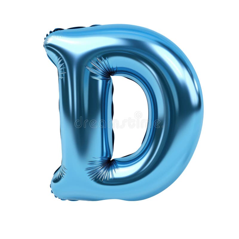 Blue Metallic D Alphabet Balloon Realistic 3D on White Background Stock ...